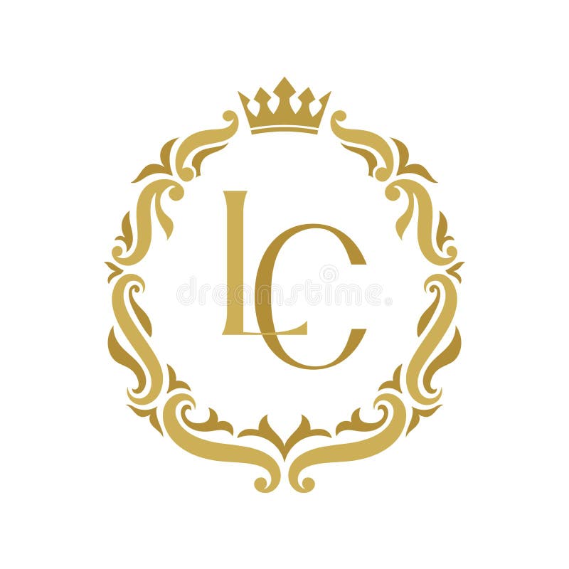 LC Letter Gold Floral Vintage Logo Template. Stock Vector ...