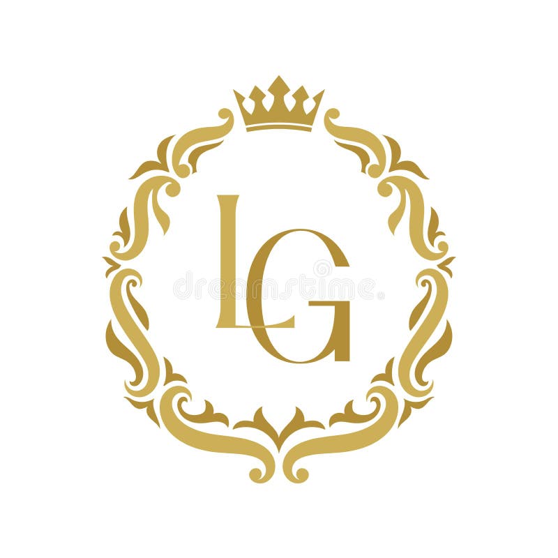 LG Letter Gold Floral Vintage Logo Template. Stock Vector ...