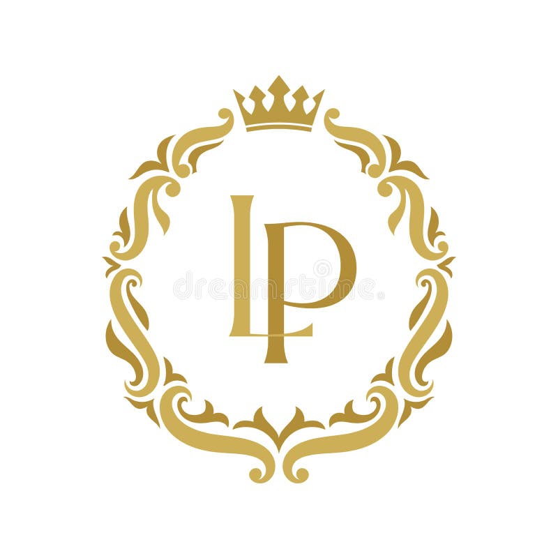 LP Letter Gold Floral Vintage Logo Template. Stock Vector ...