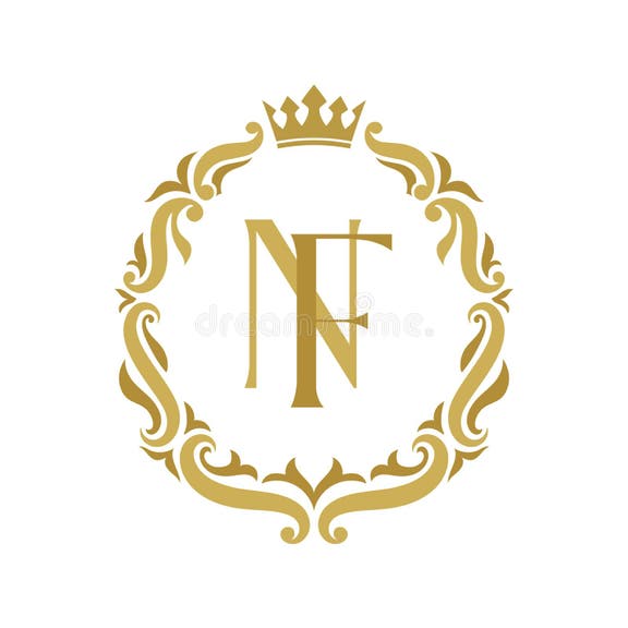 NF Letter Gold Floral Vintage Logo Template. Stock Vector ...