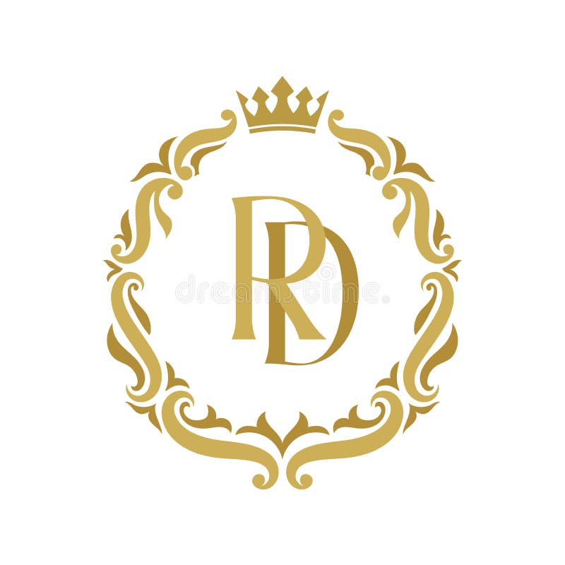 RD Letter Gold Floral Vintage Logo Template. Stock Vector ...