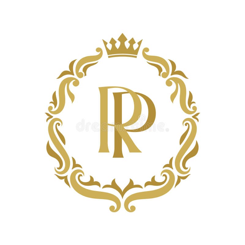 RP Letter Gold Floral Vintage Logo Template. Stock Vector ...
