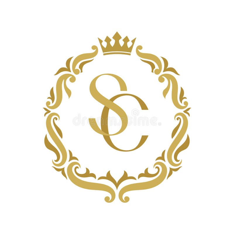 SC Letter Gold Floral Vintage Logo Template. Stock Vector ...