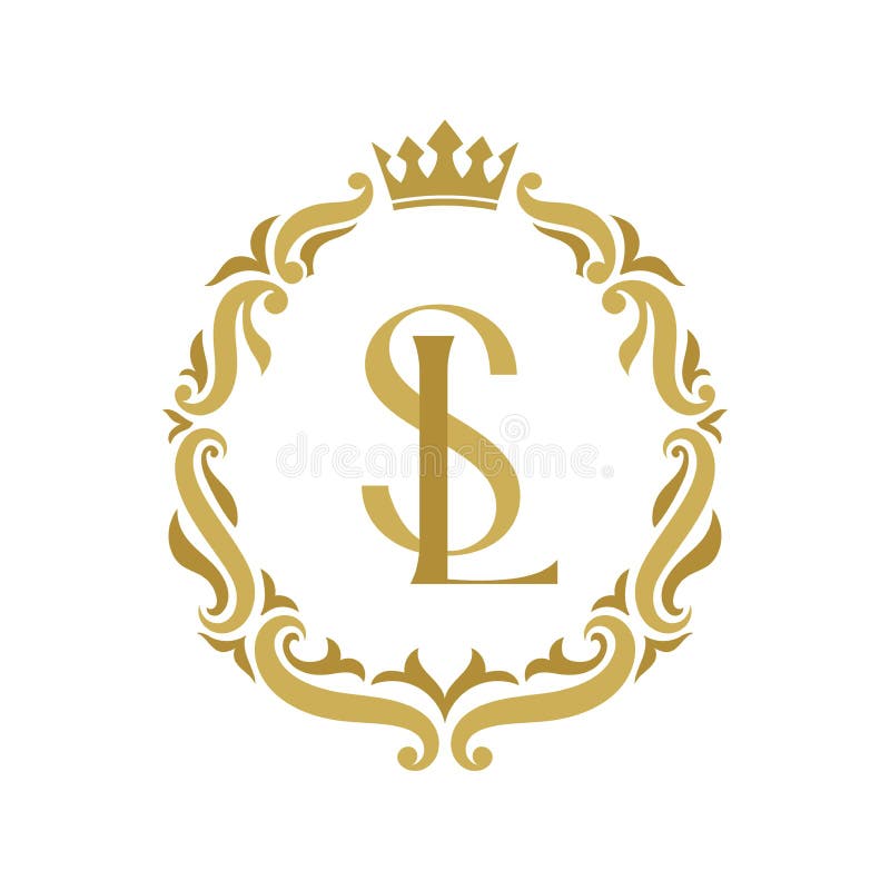 SL Letter Gold Floral Vintage Logo Template. Stock Vector ...