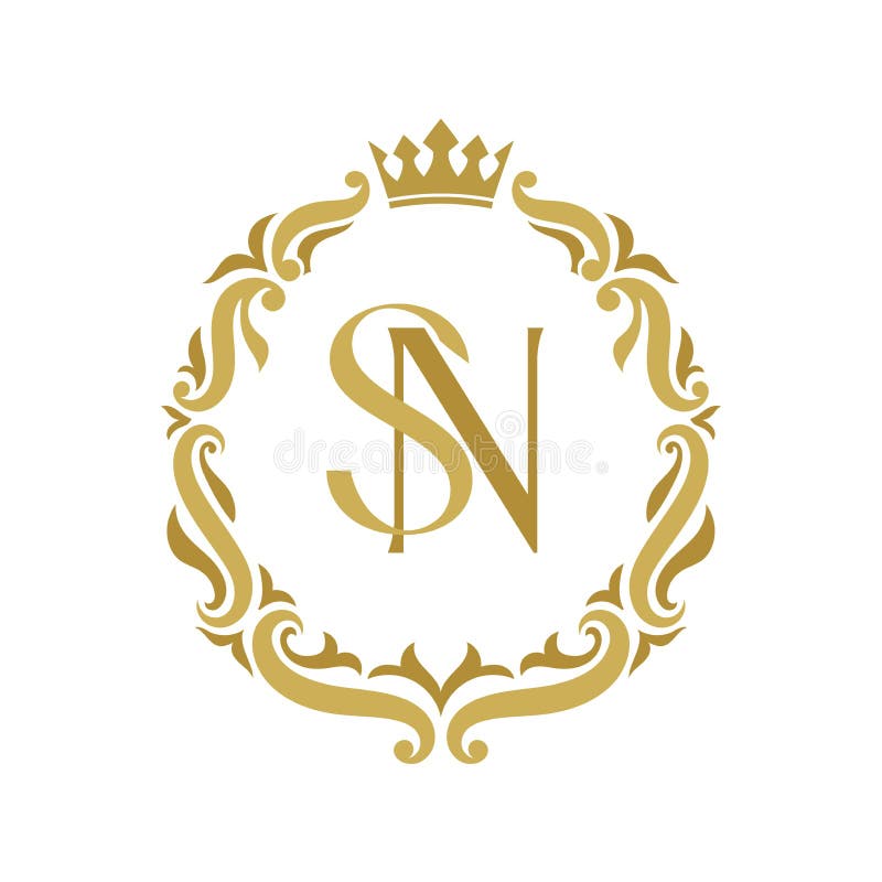 SN Letter Gold Floral Vintage Logo Template. Stock Vector ...