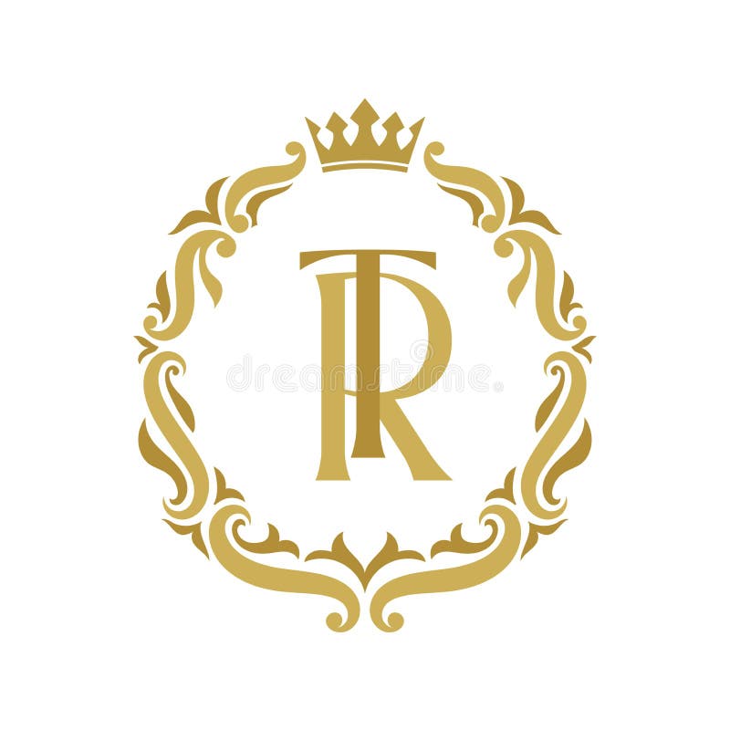TR Letter Gold Floral Vintage Logo Template. Stock Vector ...