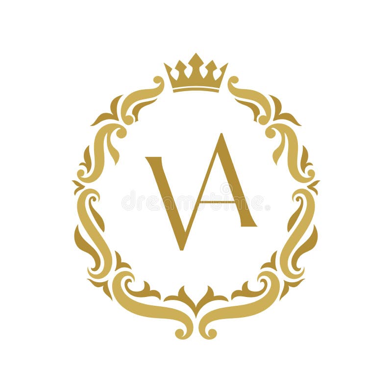 VA Letter Gold Floral Vintage Logo Template. Stock Vector ...