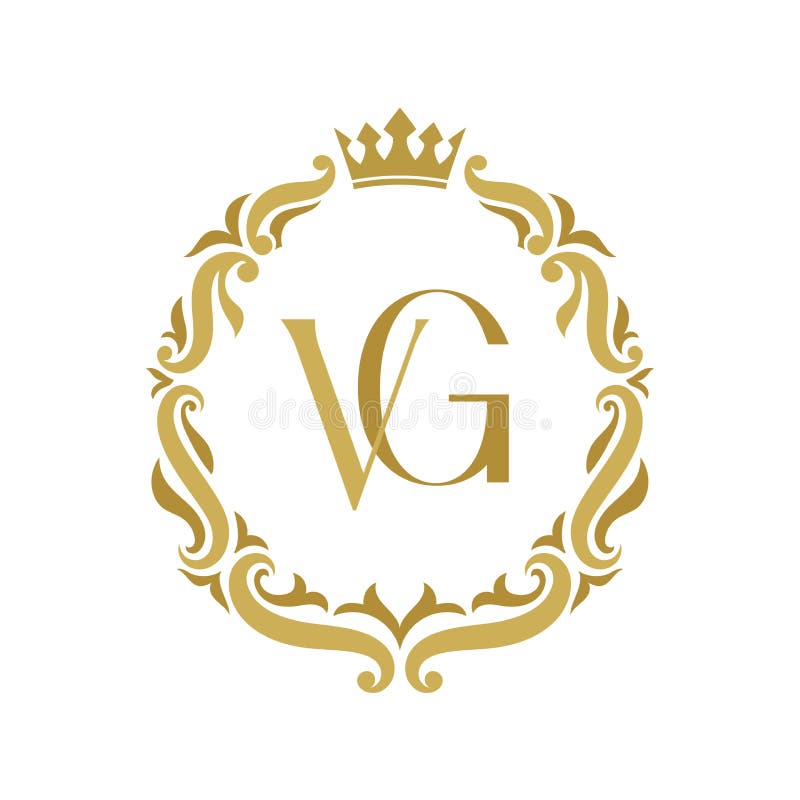 VG Letter Gold Floral Vintage Logo Template. Stock Vector ...