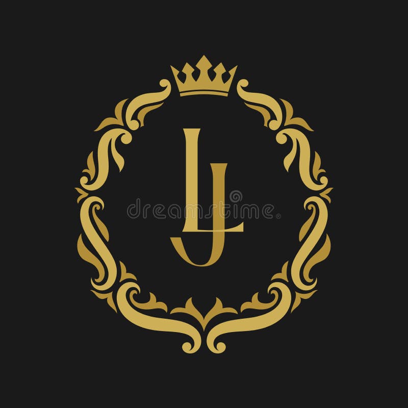 LJ Letter Gold Floral Vintage Logo Template. Stock Vector ...