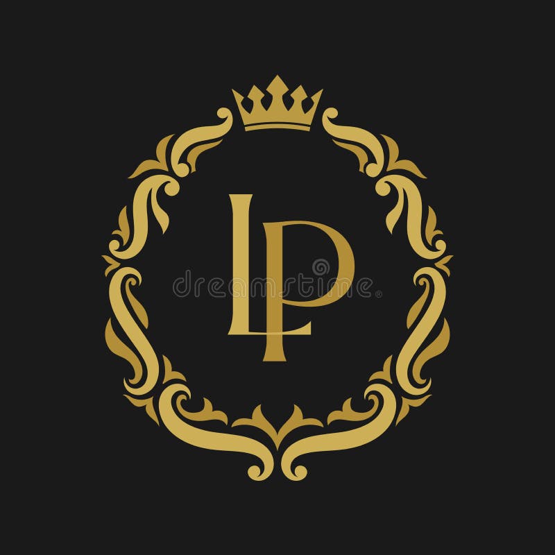 LP Letter Gold Floral Vintage Logo Template. Stock Vector ...