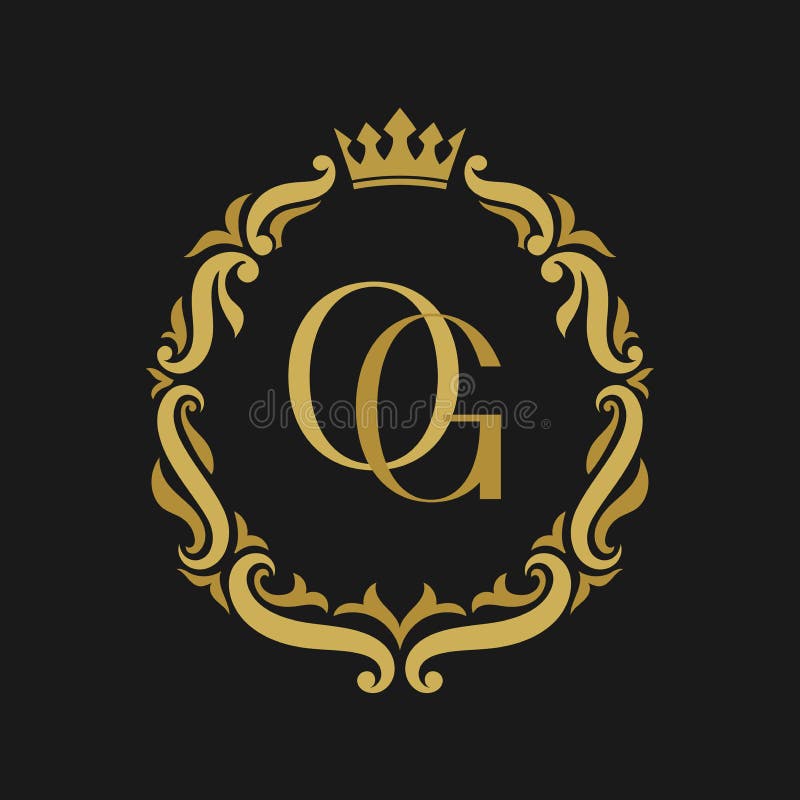 OG Letter Gold Floral Vintage Logo Template. Stock Vector ...