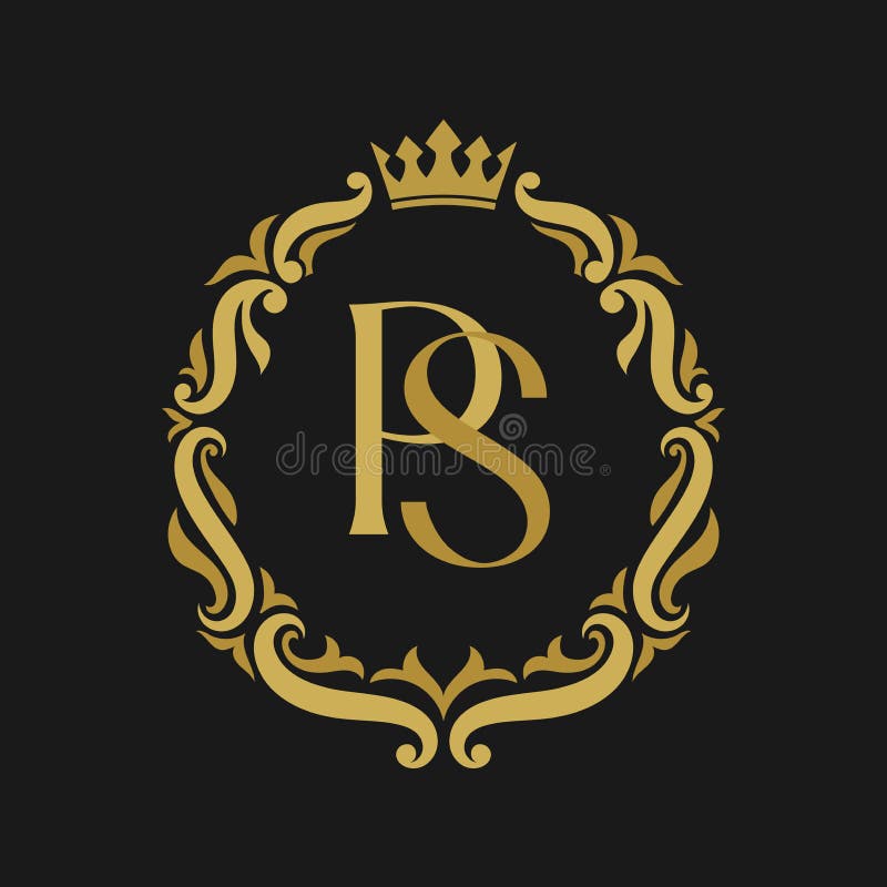 PS Letter Gold Floral Vintage Logo Template. Stock Vector ...