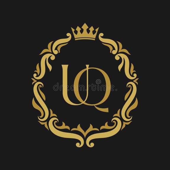 UQ Letter Gold Floral Vintage Logo Template. Stock Vector ...