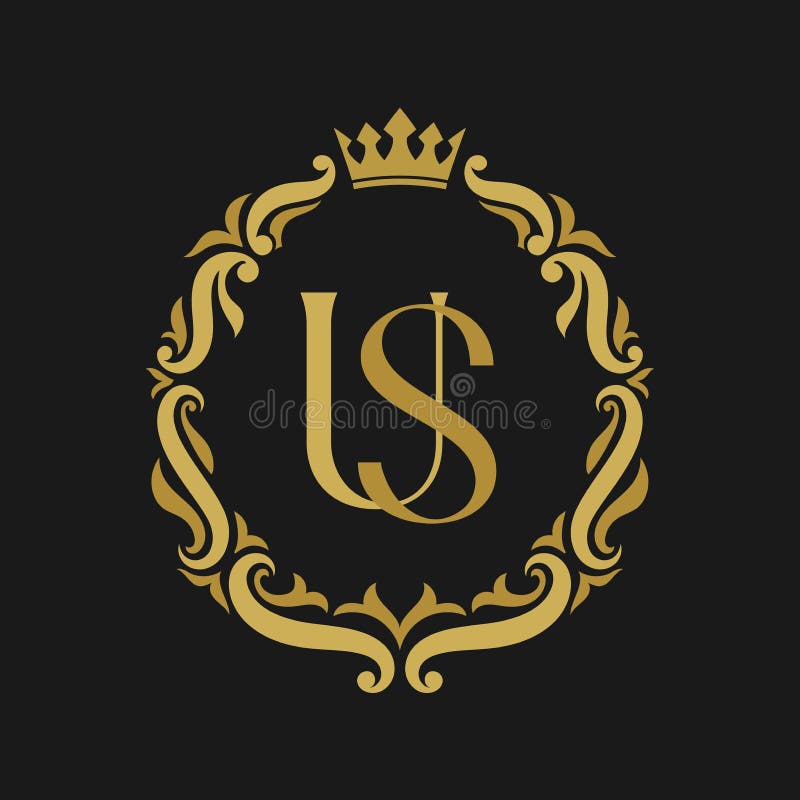 US Letter Gold Floral Vintage Logo Template. Stock Vector ...