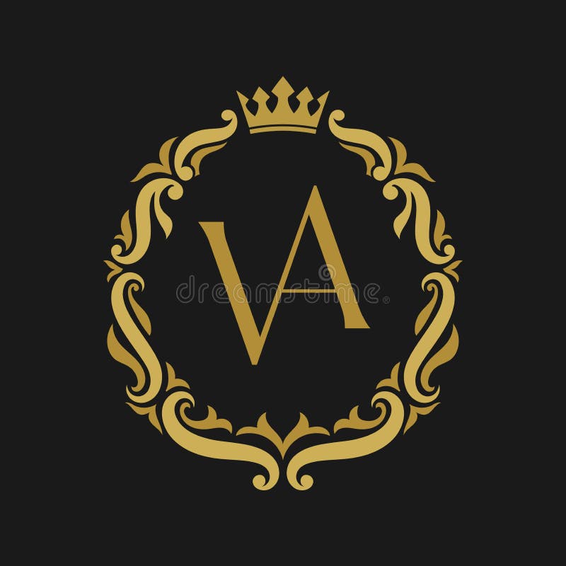 VA Letter Gold Floral Vintage Logo Template. Stock Vector ...