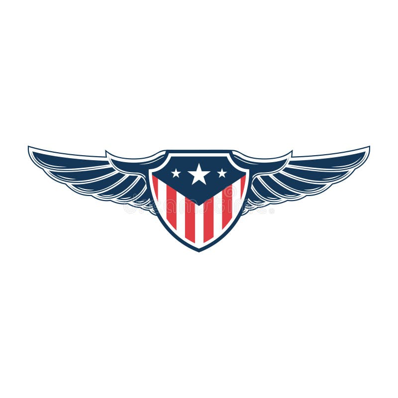 Emblem Template with American Flag and Wings. Design Element for Emblem ...