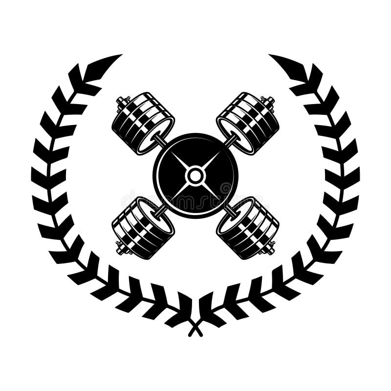Emblem Template with Crossed Barbells and Wreath. Design Element for ...
