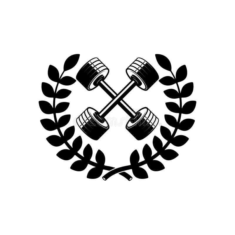 Emblem Template with Crossed Dumbbells and Wreath. Design Element for ...
