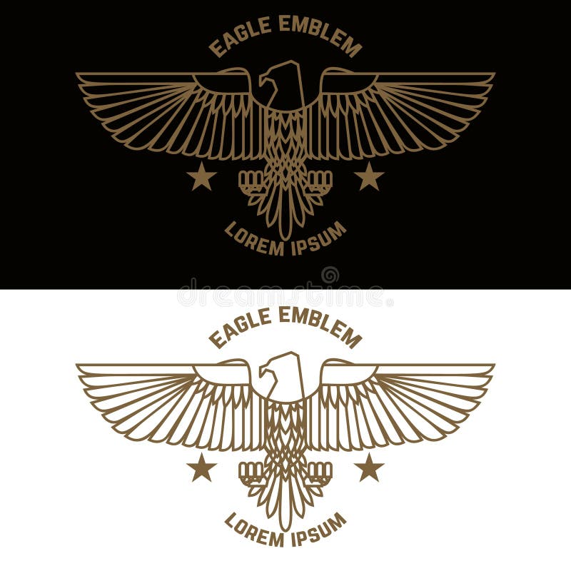 Emblem Template with Eagle in Engraving Style. Design Elements for Logo ...