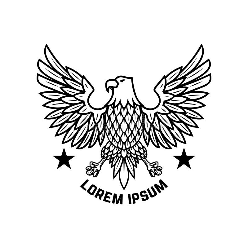Emblem Template with Eagle in Engraving Style. Design Elements for Logo ...