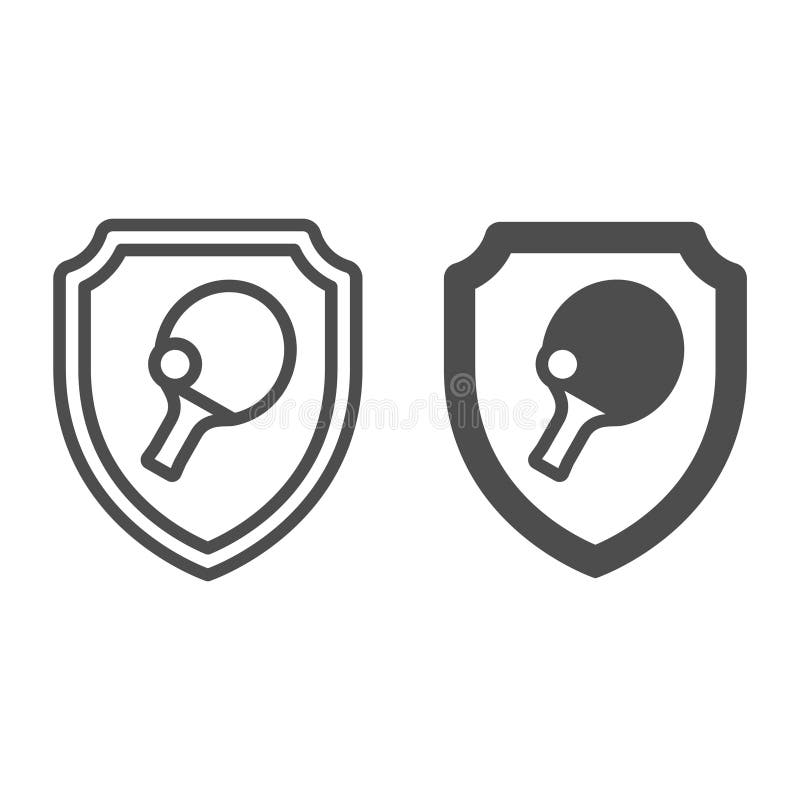 Emblem with Tennis Racket and Ball Line and Solid Icon, Table Tennis ...