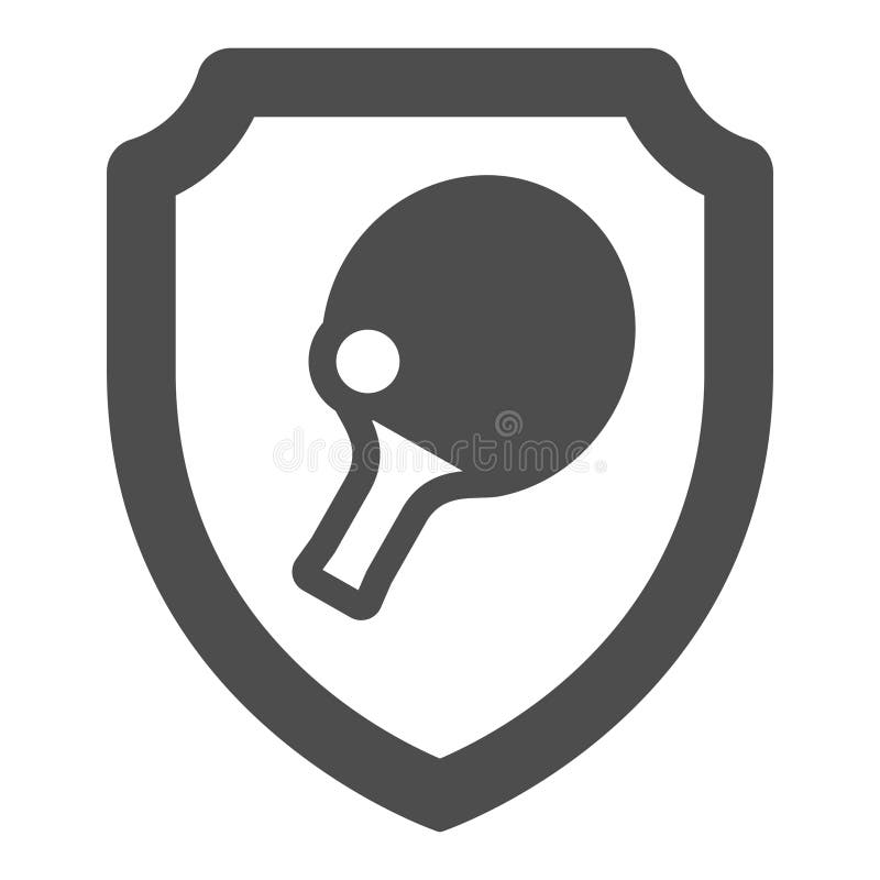 Emblem with Tennis Racket and Ball Solid Icon, Table Tennis Concept ...