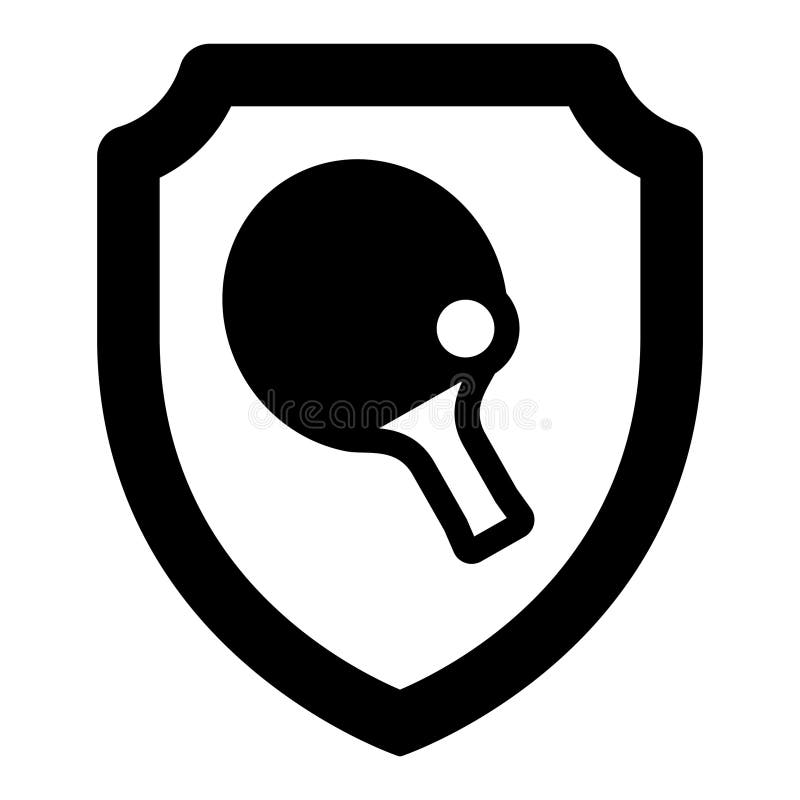 Emblem with Tennis Racket and Ball Solid Icon, Table Tennis Concept ...