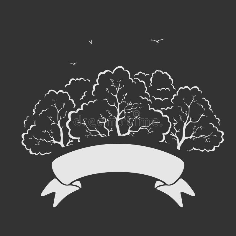Emblem Trees and Ribbon Vector Illustration Stock Vector - Illustration ...