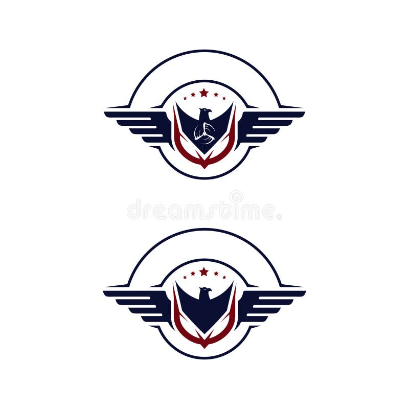 Emblem Wings of Falcon and Propeller on the White Background Stock ...