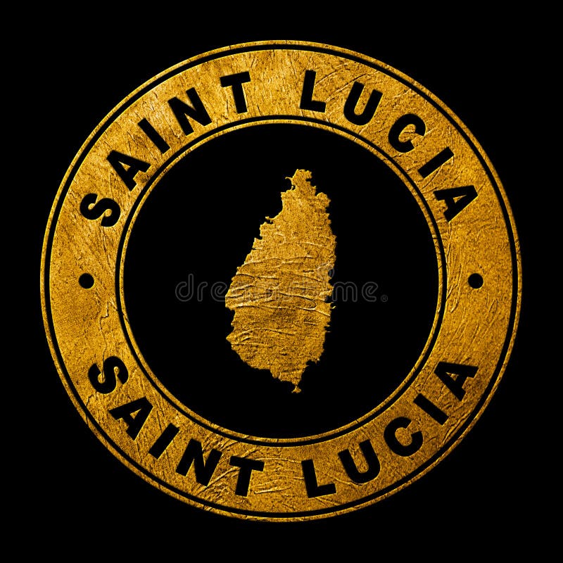 Emblema Dourado Do Mapa De Santa Lucia Ilustração Stock - Ilustração de ...