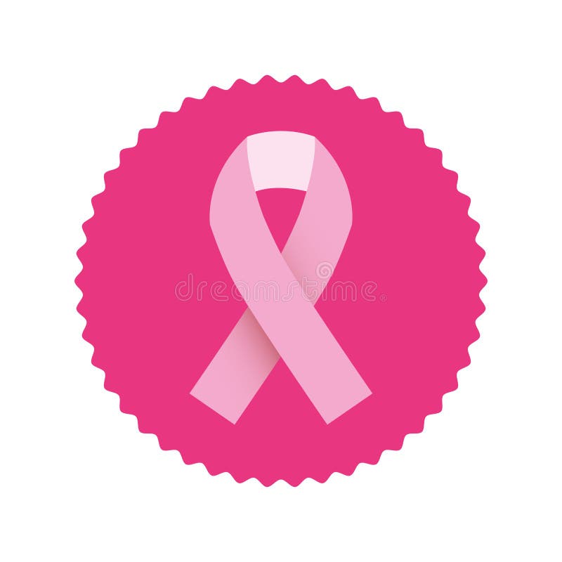 Emblema Rosa Con Il Cancro Al Seno Di Simbolo Illustrazione Vettoriale ...