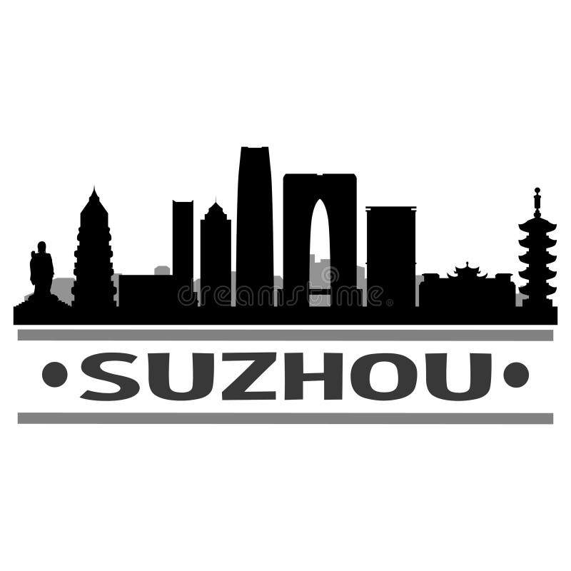 Suzhou China Asia Icon Vector Art Design Skyline Night Flat Shadow ...