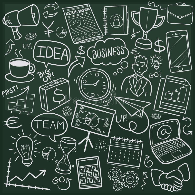 Business Traditional Doodle Icons Sketch Hand Made Design Vector Stock ...
