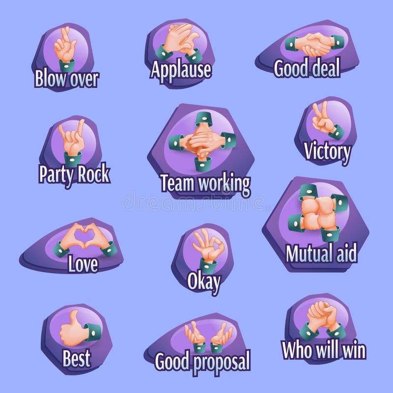 Emblemi Di Gesti Del Sociale Messi Illustrazione Vettoriale ...