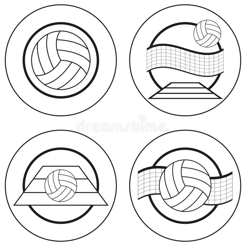 Emblemi Di Pallavolo Su Fondo Bianco Progetti L'elemento Per Il Logo, L ...