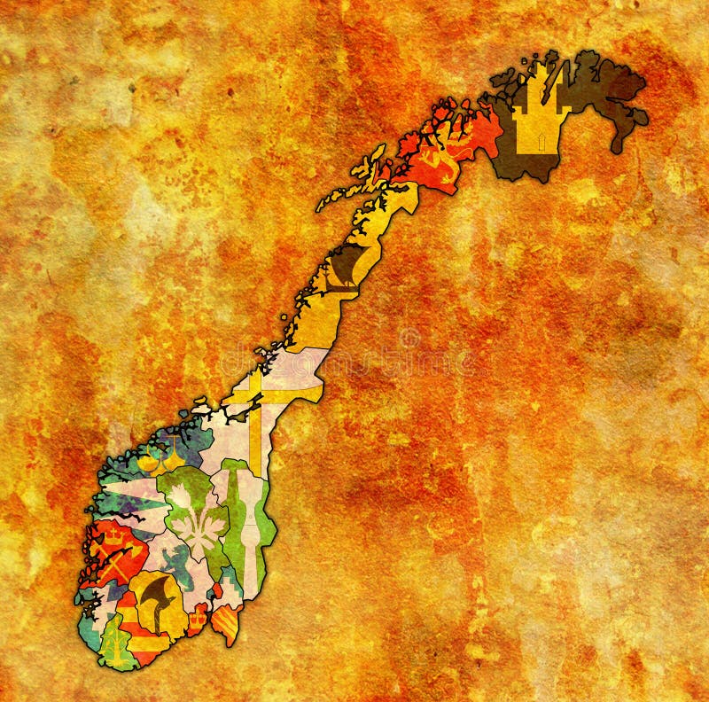 Regions on Administration Map of Norway Stock Illustration ...