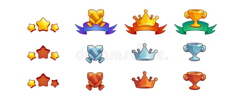 Emblems and Rewards for Three Game Levels Stock Vector - Illustration ...
