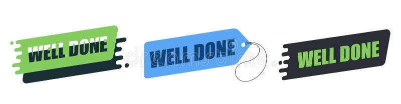 Emblems and Tag Illustrations with Well Done Text. Stock Vector ...