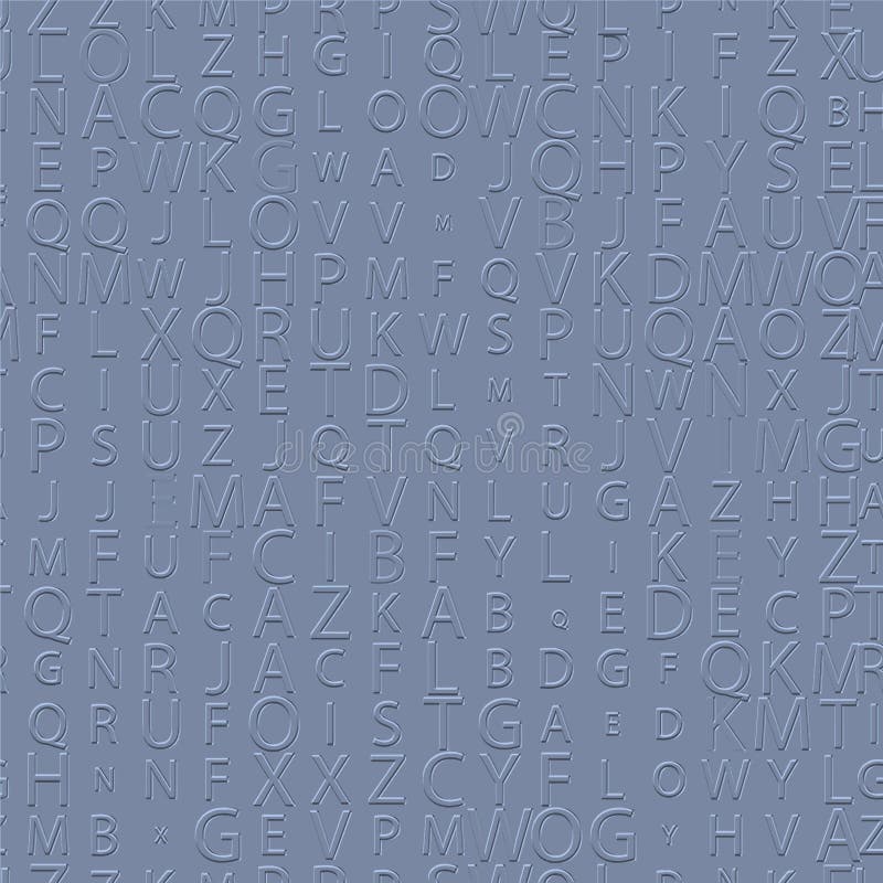 Emboss Alphabet 3d Seamless Pattern. Modern Blue Abc Background. Repeat ...