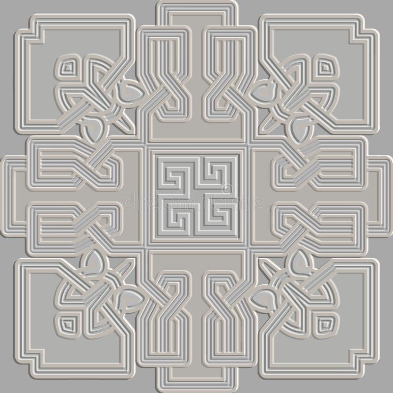 3d Embossed White Celtic Ancient Greek Style Seamless Pattern with ...