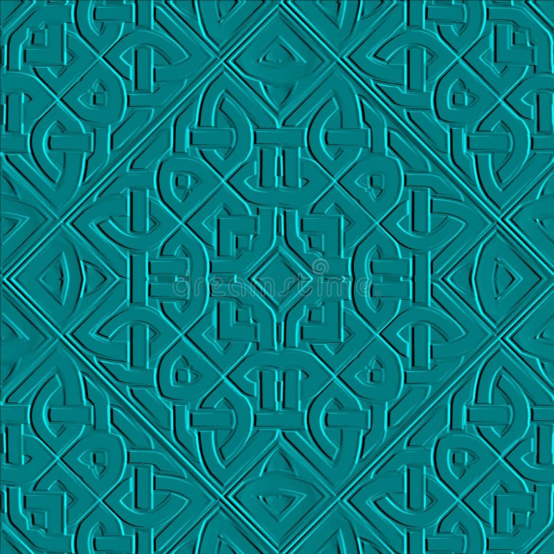 Emboss Celtic Style 3d Seamless Pattern. Embossed Blue Relief ...
