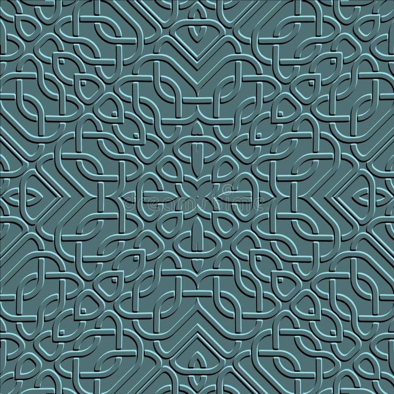 Emboss Celtic Style 3d Seamless Pattern. Embossed Blue Relief ...