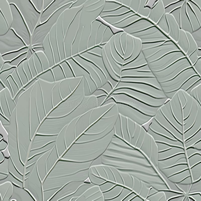 Emboss 3d Light Green Leaves Tropical Vector Pattern. Tropic Plants ...