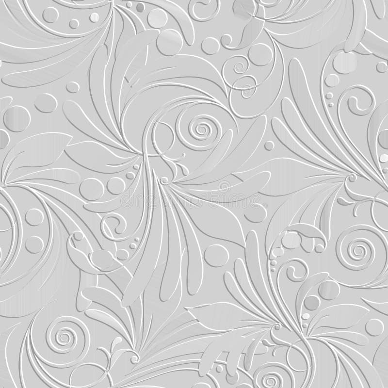 Emboss Floral 3d Seamless Pattern. Embossed White Background. Vintage ...