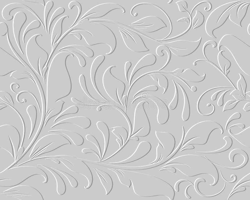 Emboss Floral 3d Seamless Pattern. Embossed White Background. Vintage ...