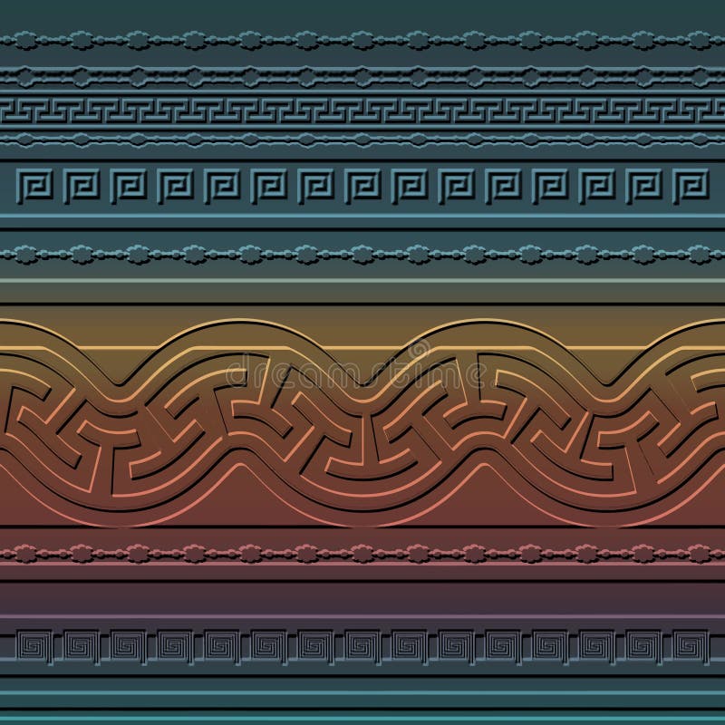 Emboss Greek Borders 3d Seamless Pattern. Embossed Border Surfac Stock ...