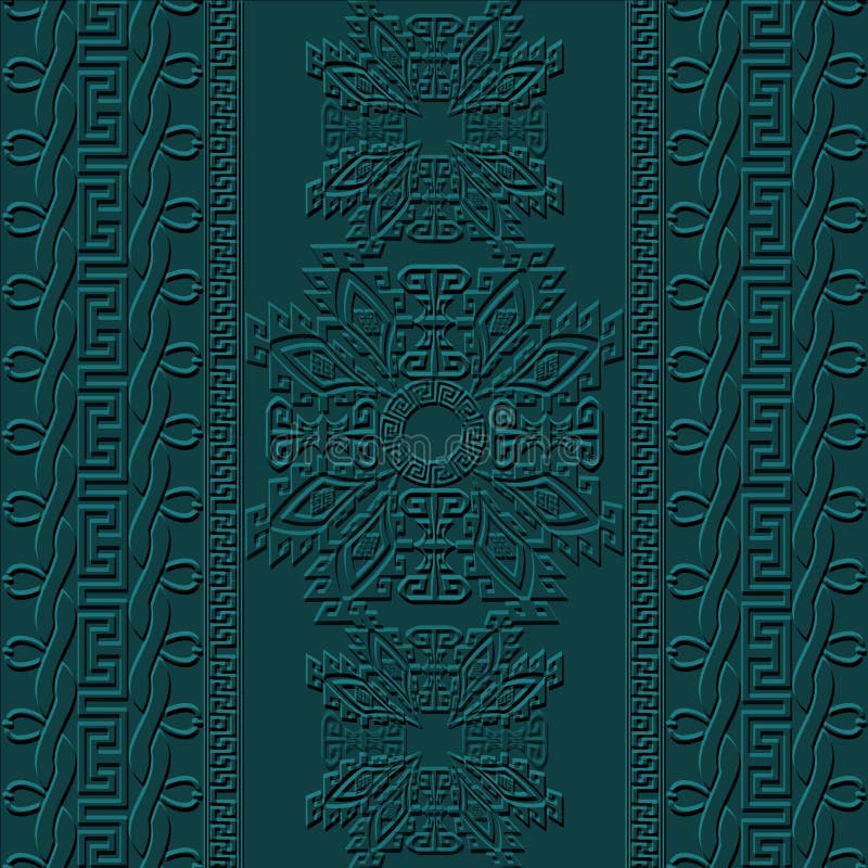Emboss Greek Borders 3d Seamless Pattern. Embossed Greek Border Surface ...