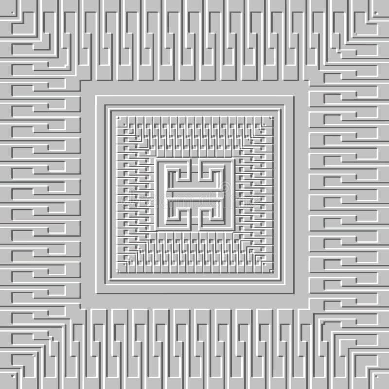 Emboss Greek 3d Seamless Pattern. Square Frames. Embossed Relief White ...