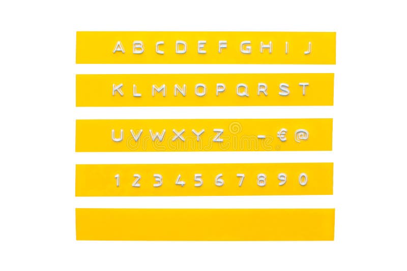 Embossed Alphabet on Yellow Plastic Tape Stock Illustration ...