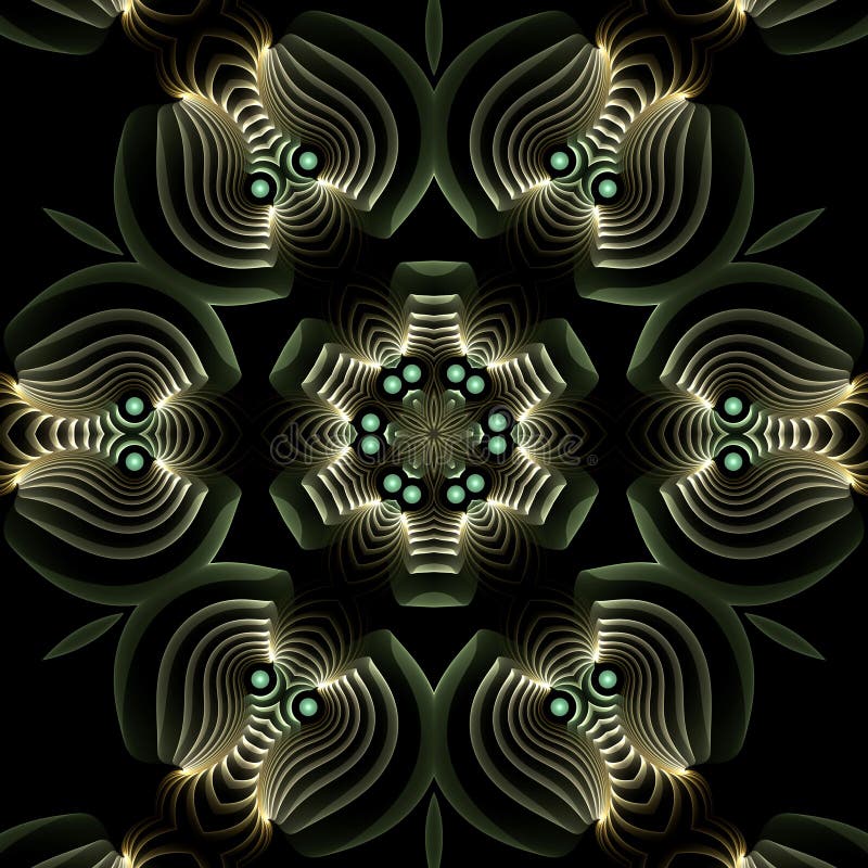 Embossed and Bejeweled Silver Mandala Stock Illustration - Illustration ...